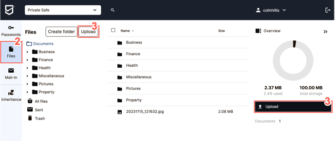 Adding Files to SecureSafe